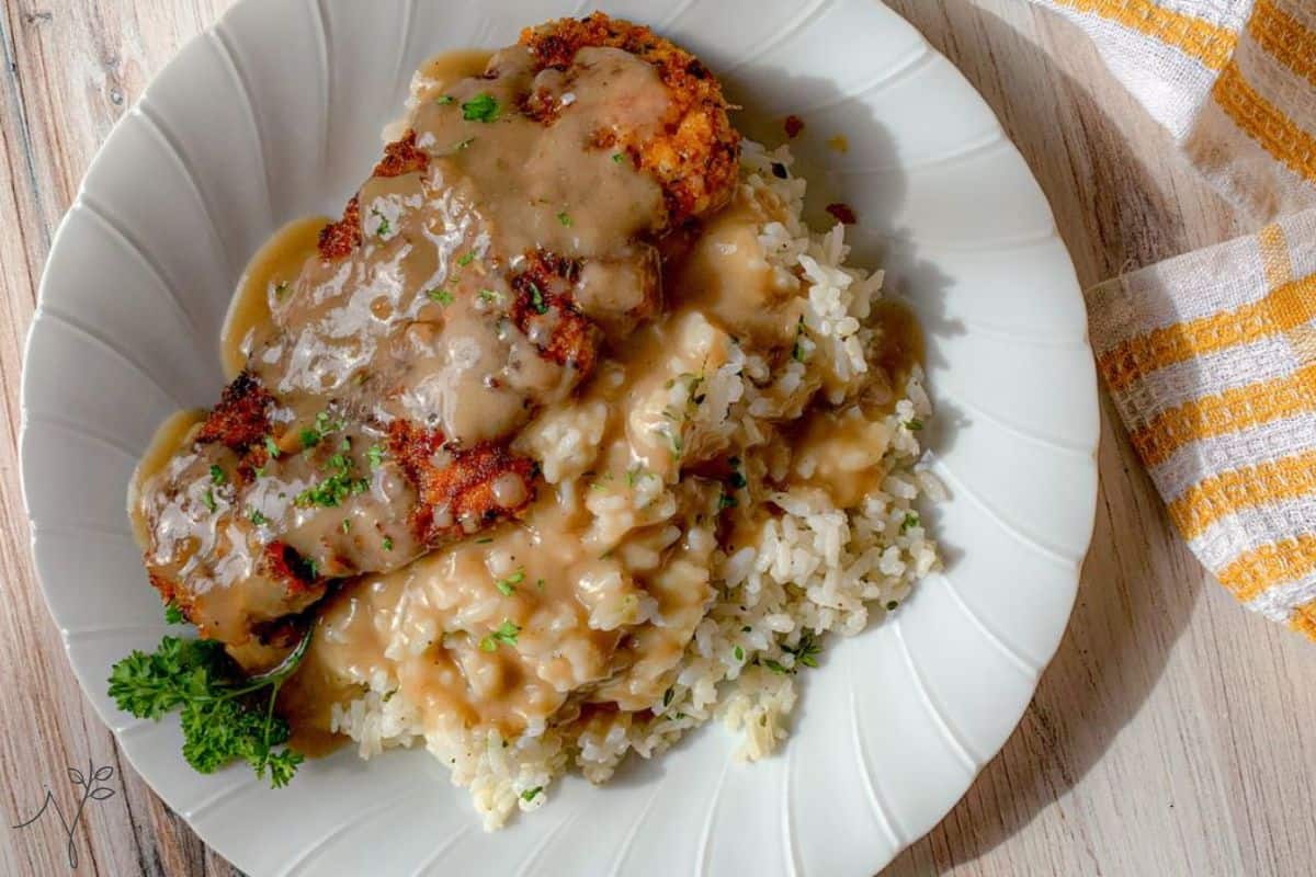 Crispy Chicken with Herbed Carolina Gold Rice & Scratch Pan Gravy » Not ...